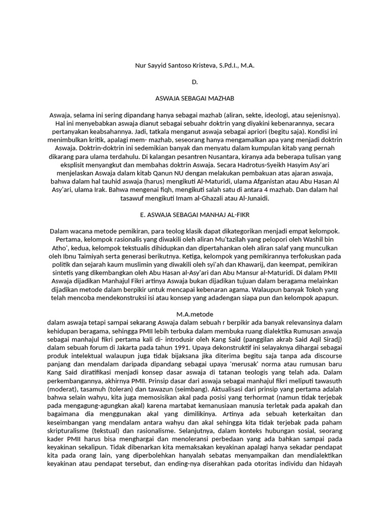 Nur Sayyid Santoso Kristeva | PDF