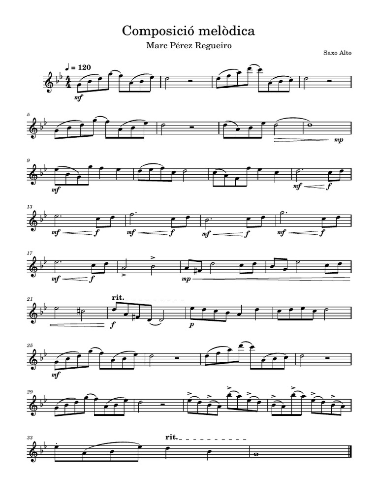 Saxo Alto Melodic Composition Guide | PDF