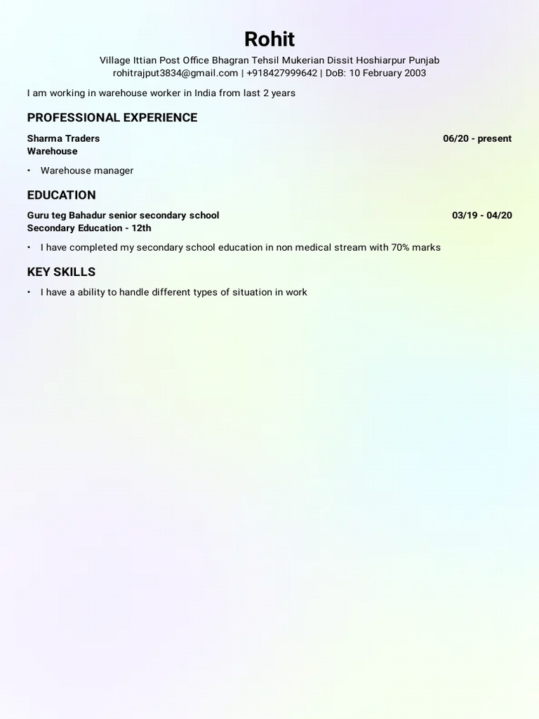 Rohit - Resume | PDF