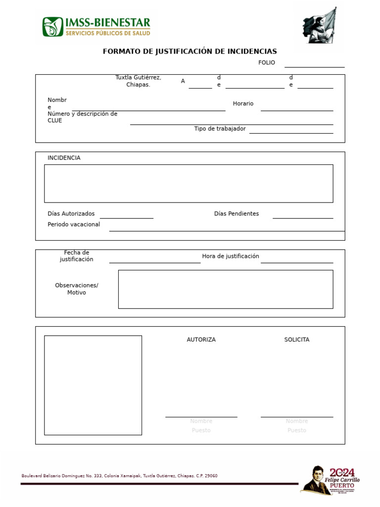 FORMATO DE JUSTIFICACIÓN DE INCIDENCIAS | PDF