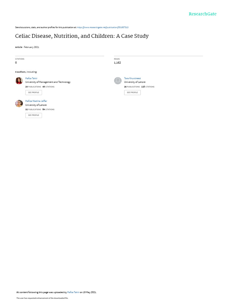 Celiac Disease Nutrition and Children A Case Study 6635 | PDF | Coeliac ...