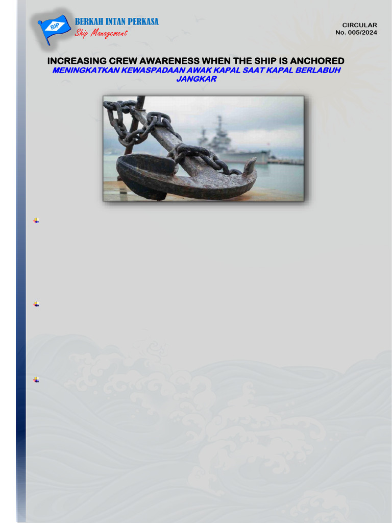 Circular 005-2024 - INCREASING CREW AWARENESS WHEN THE SHIP IS ANCHORED ...