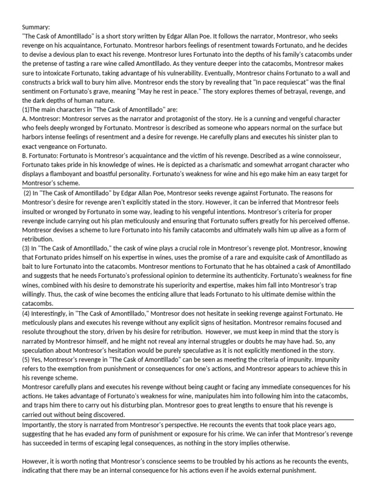 The Cask of Amontillado | PDF