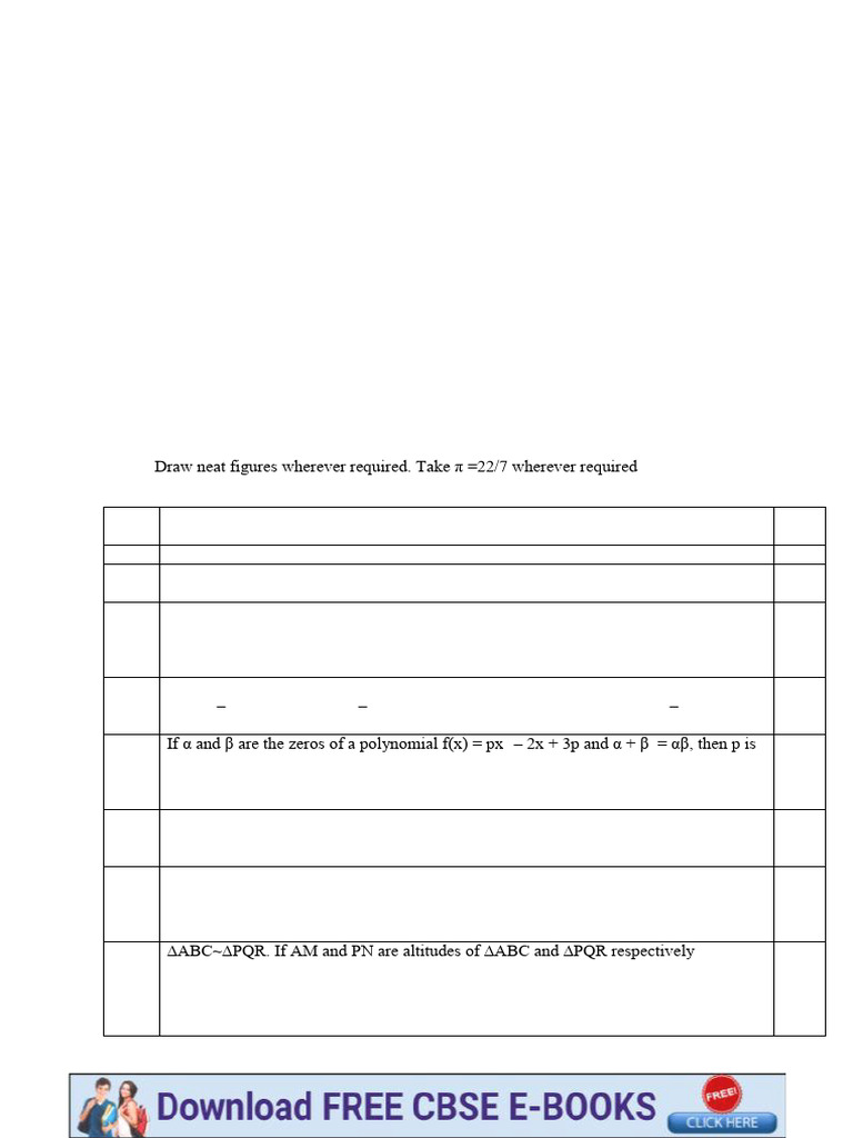 Class 10 Mathematics Sample Paper 2022-23 | PDF | Circle | Elementary ...