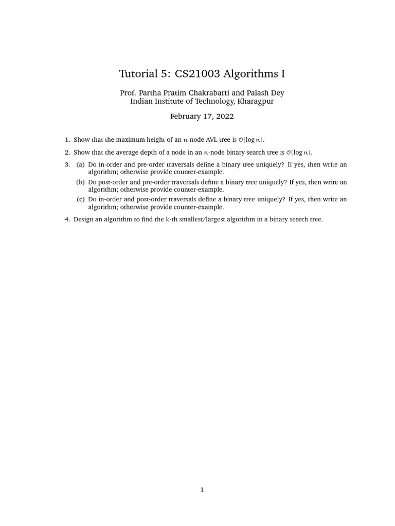 2022 Algorithm 1 Tutorial 5 | PDF