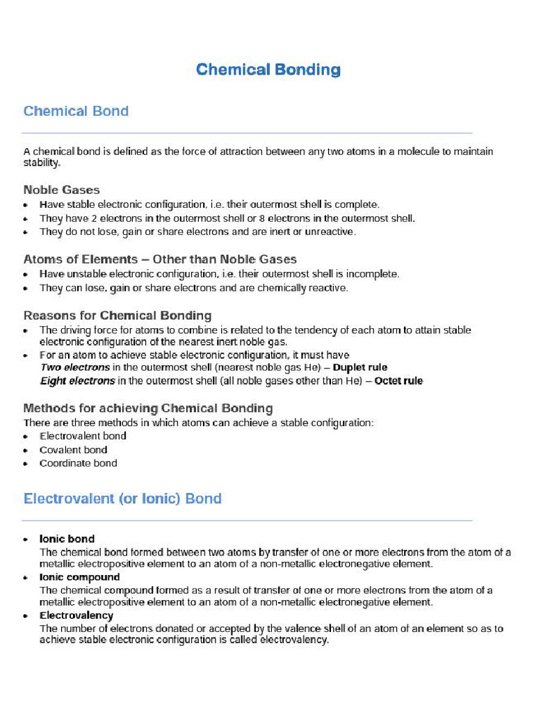 SelfStudy Chemistry Chemical Bonding Notes | PDF