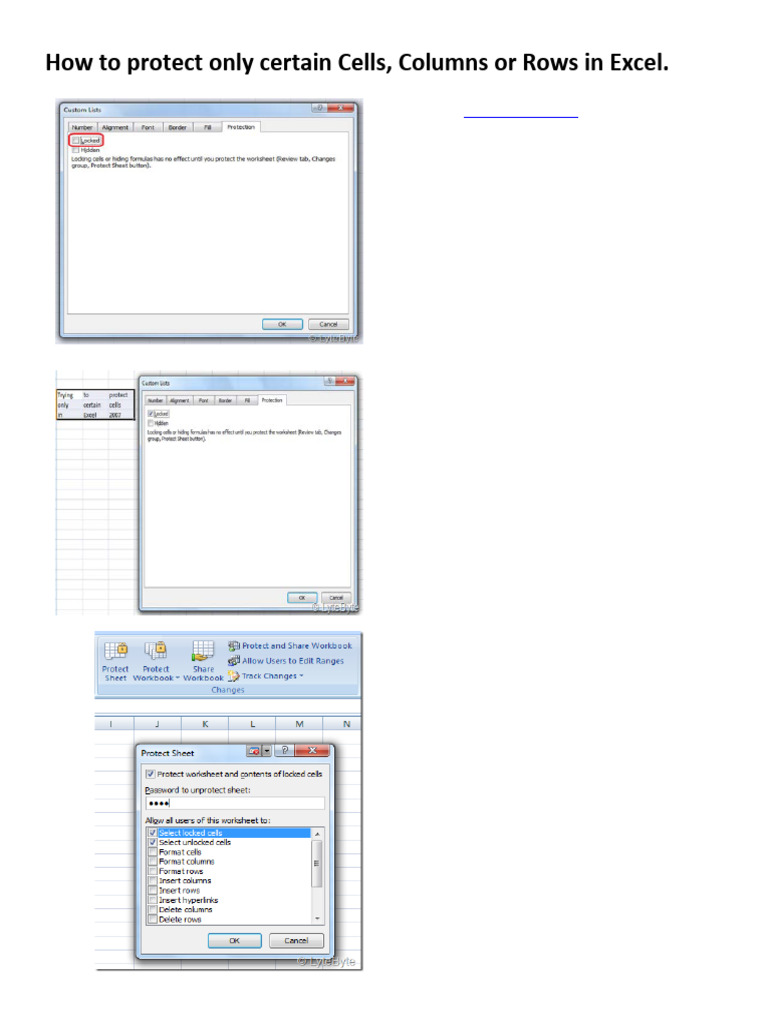 How To Protect Only Certain Cells in Excel KS - 201305031349358623 | PDF