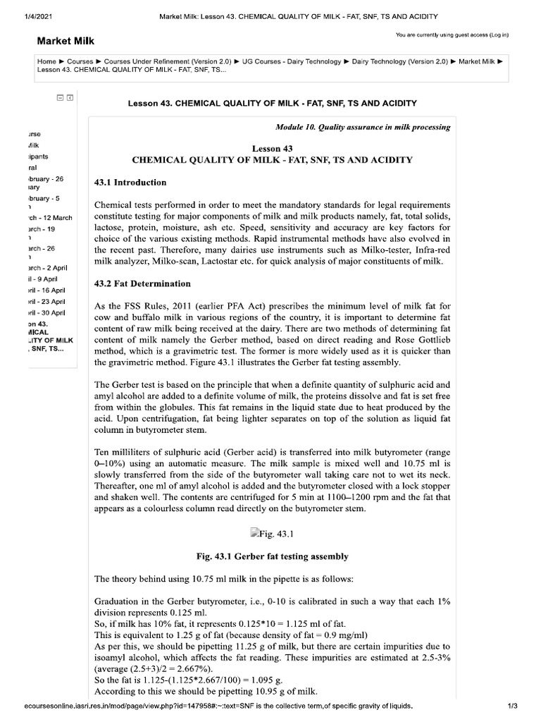 Milk Fat and SNF Test | PDF