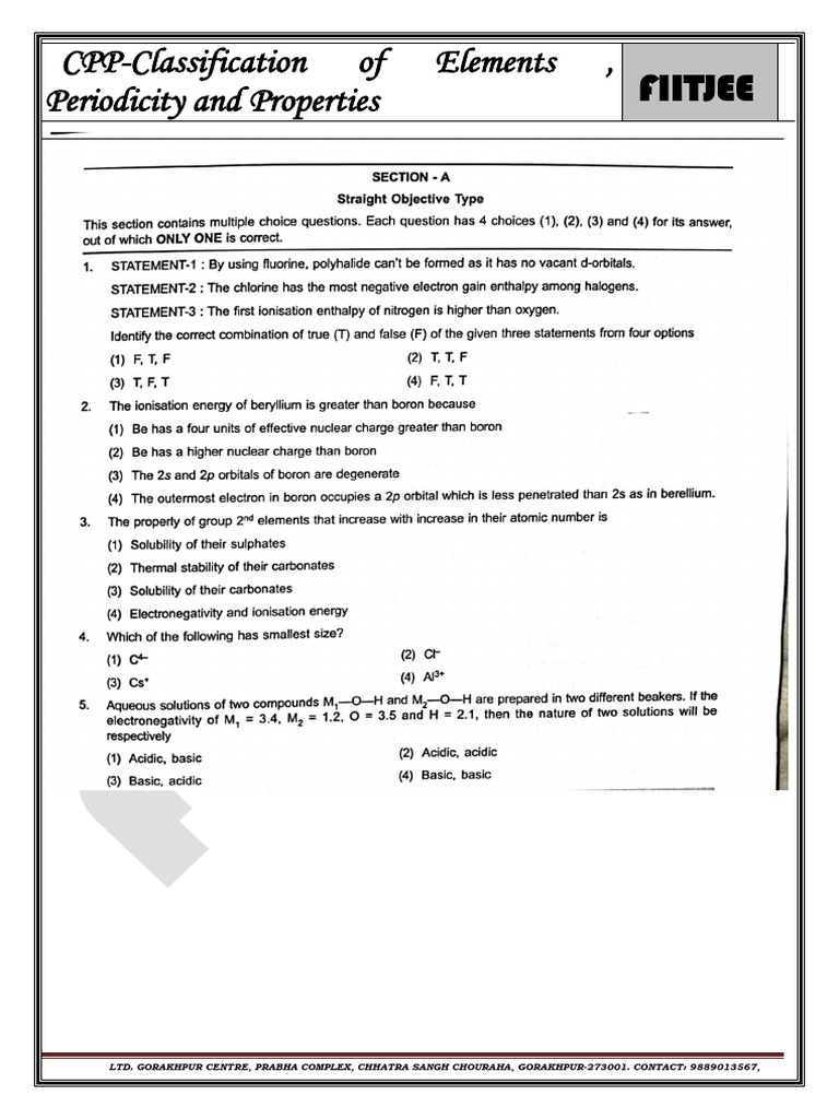 CPP-Classification of Elements , Periodicity and Properties | PDF