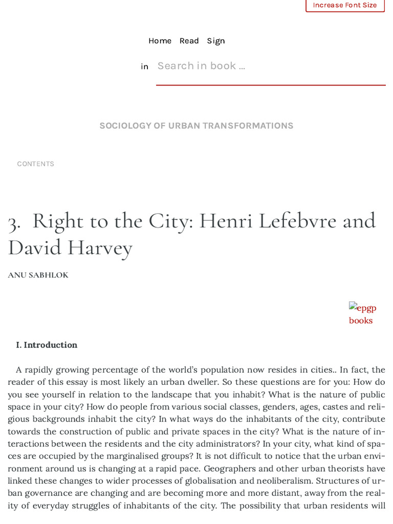 Right to the City: Lefebvre & Harvey | PDF | Space | Marxism