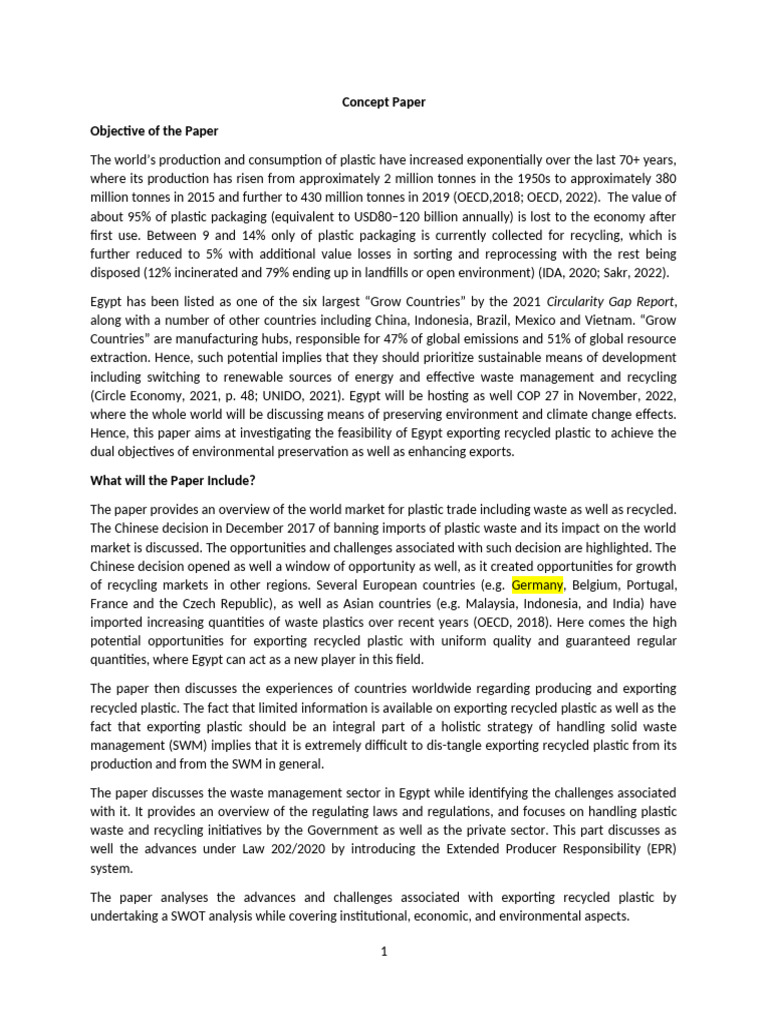 Concept Paper Realwrite - Noha | PDF | Recycling | Waste