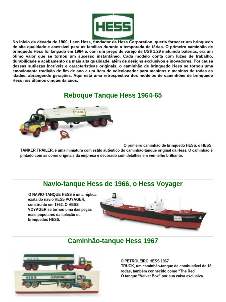 50 Anos de Caminhões de Brinquedo Hess | PDF | Carro | Motocicleta