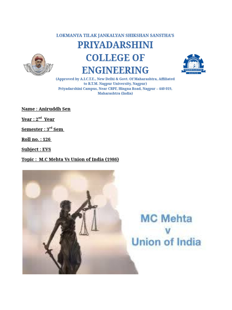 Mehta Case Es | PDF | Water | Pollution