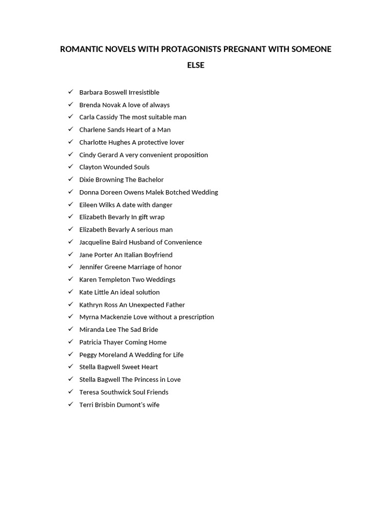 Romantic Novels With Pregnant Protagonists by Another | PDF