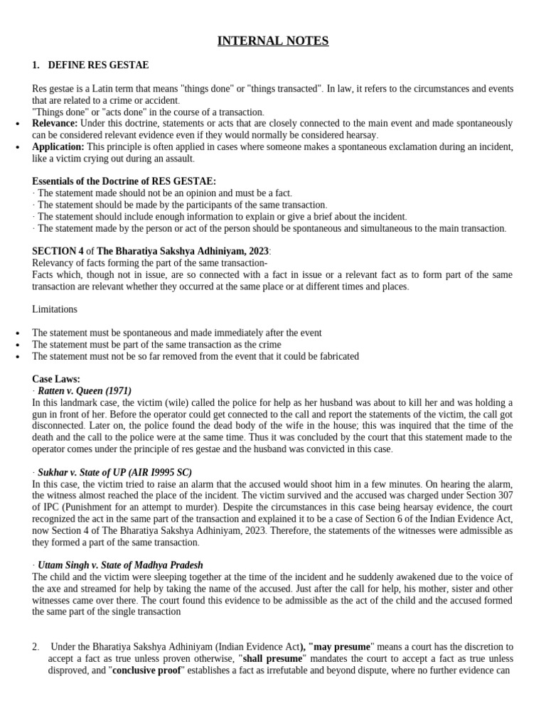 INTERNAL NOTES-BSA | PDF | Evidence (Law) | Confession (Law)