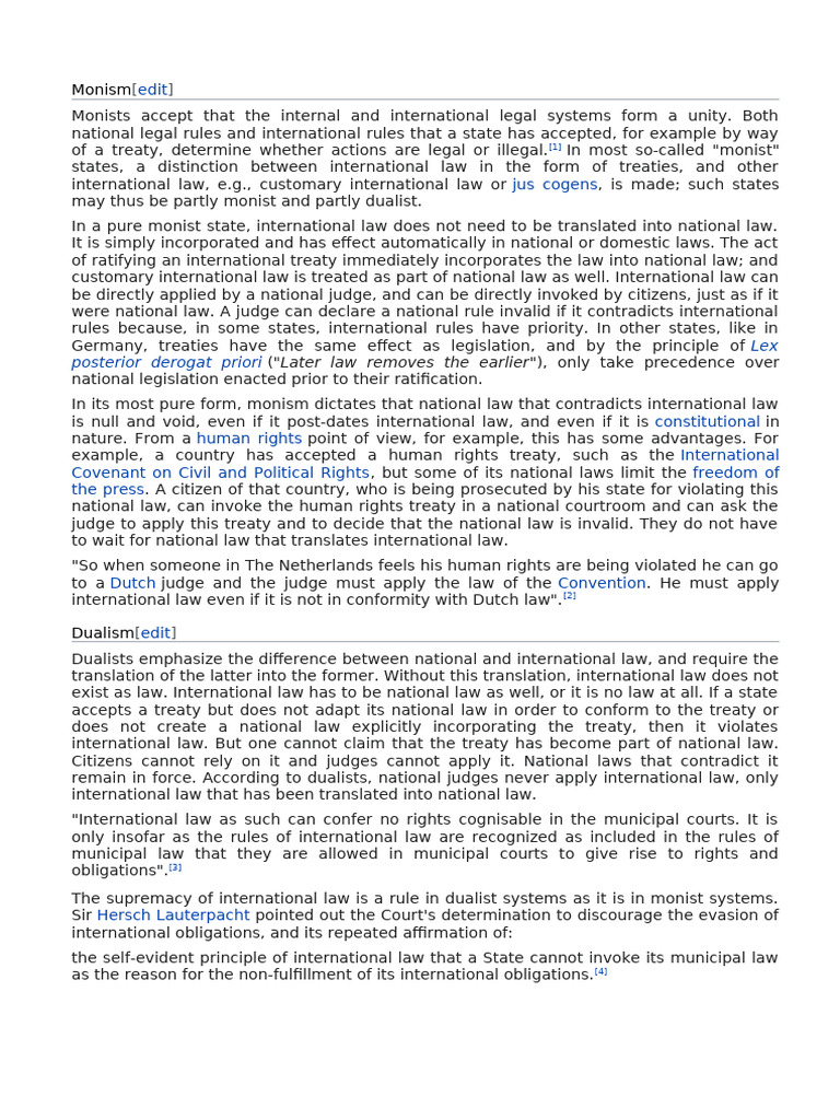 PIL Monism and Dualism | PDF | Public Law | Political Charters