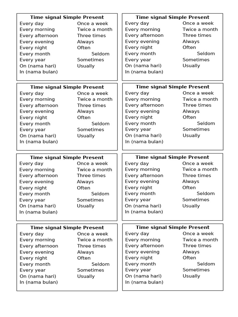 Time Signals for Simple Present Tense | PDF