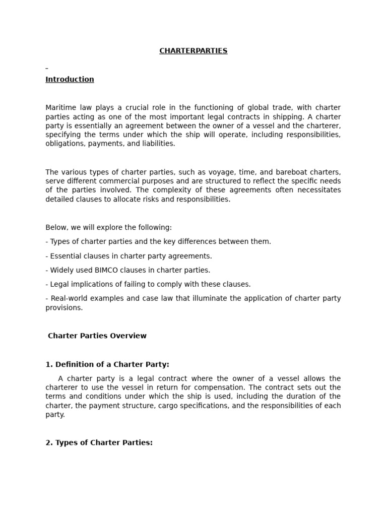 T4- Charter Parties | PDF | Indemnity | Shipping