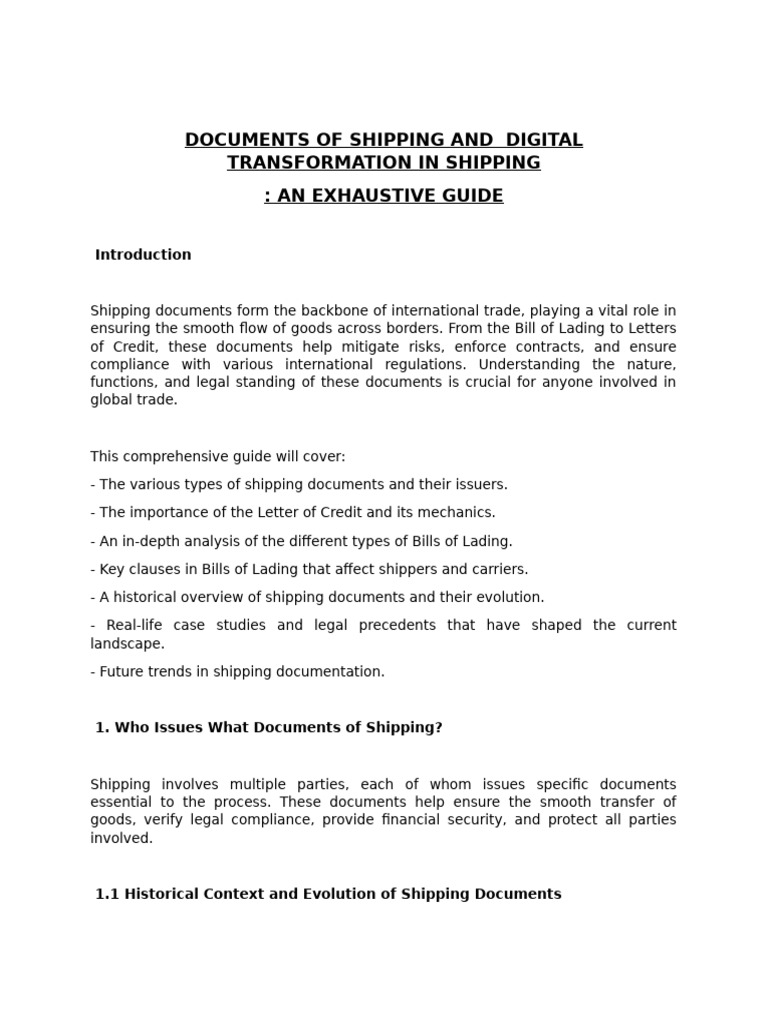 Shipping Documents: A Comprehensive Guide | PDF | Letter Of Credit ...