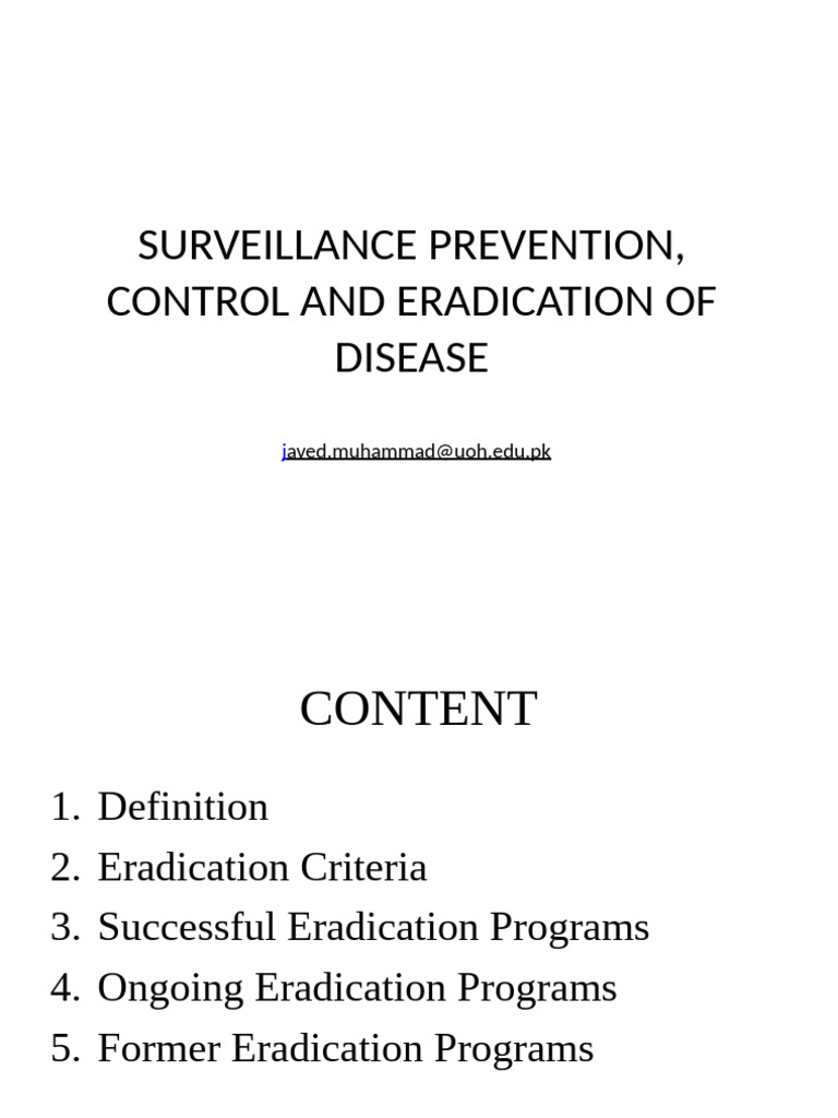 Disease Eradication Strategies Overview | PDF | Eradication Of ...