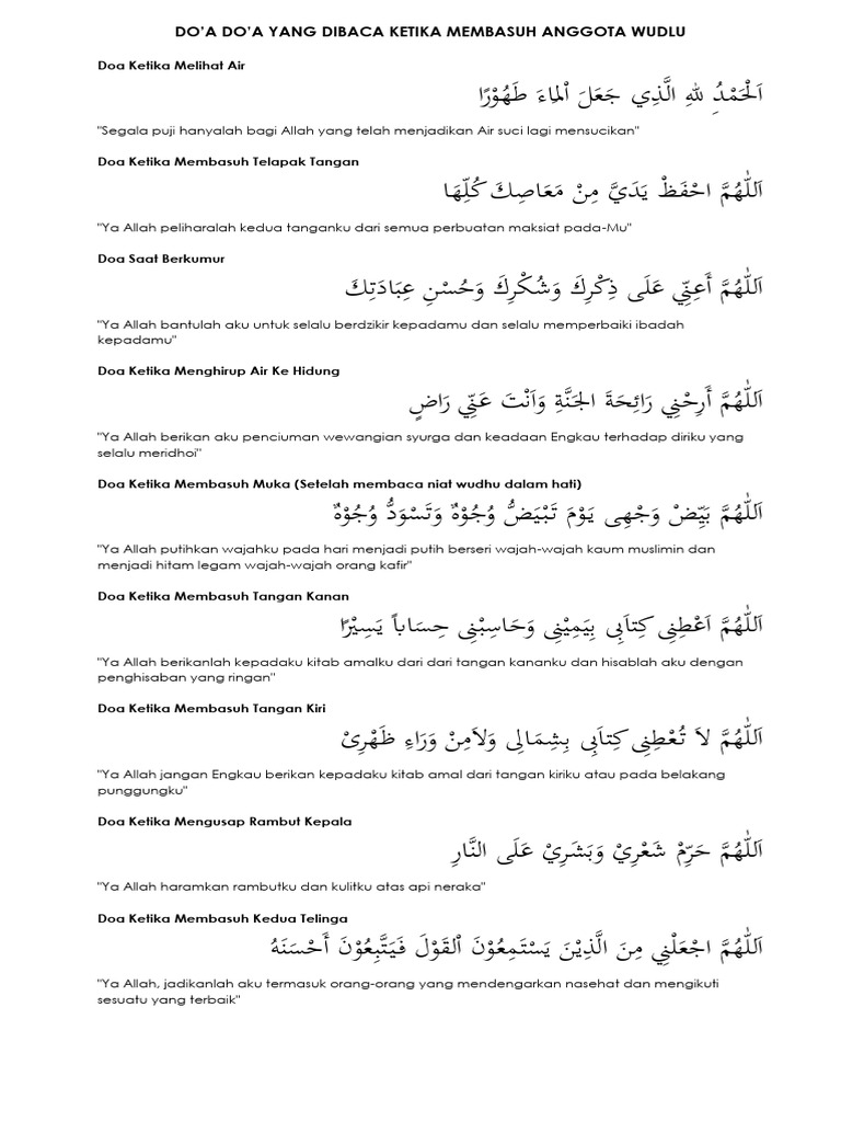 Doa Anggota Wudu | PDF