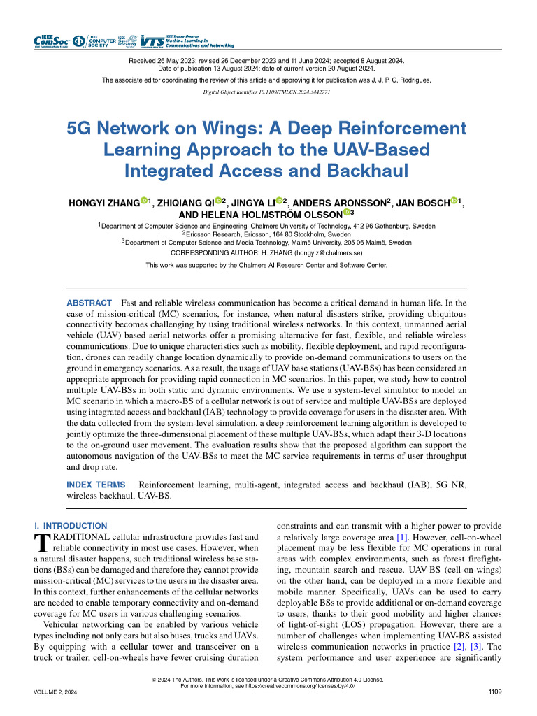 5G Network On Wings A Deep Reinforcement Learning Approach To The UAV-Based Integrated Access ...