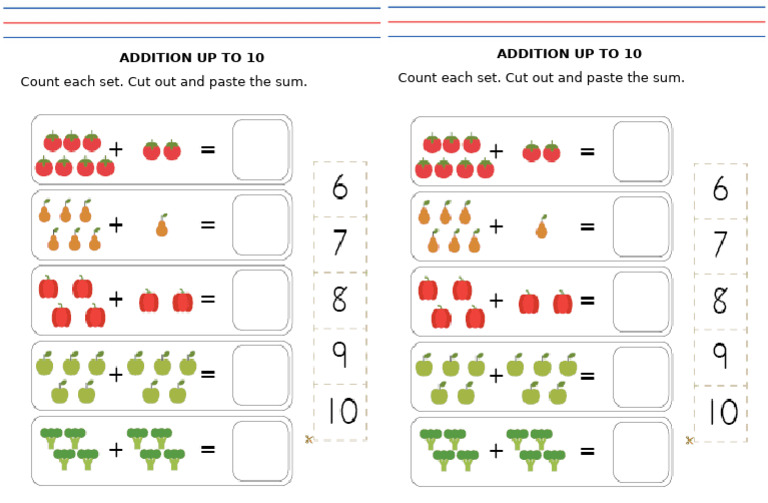 Addition Up To 10 | PDF