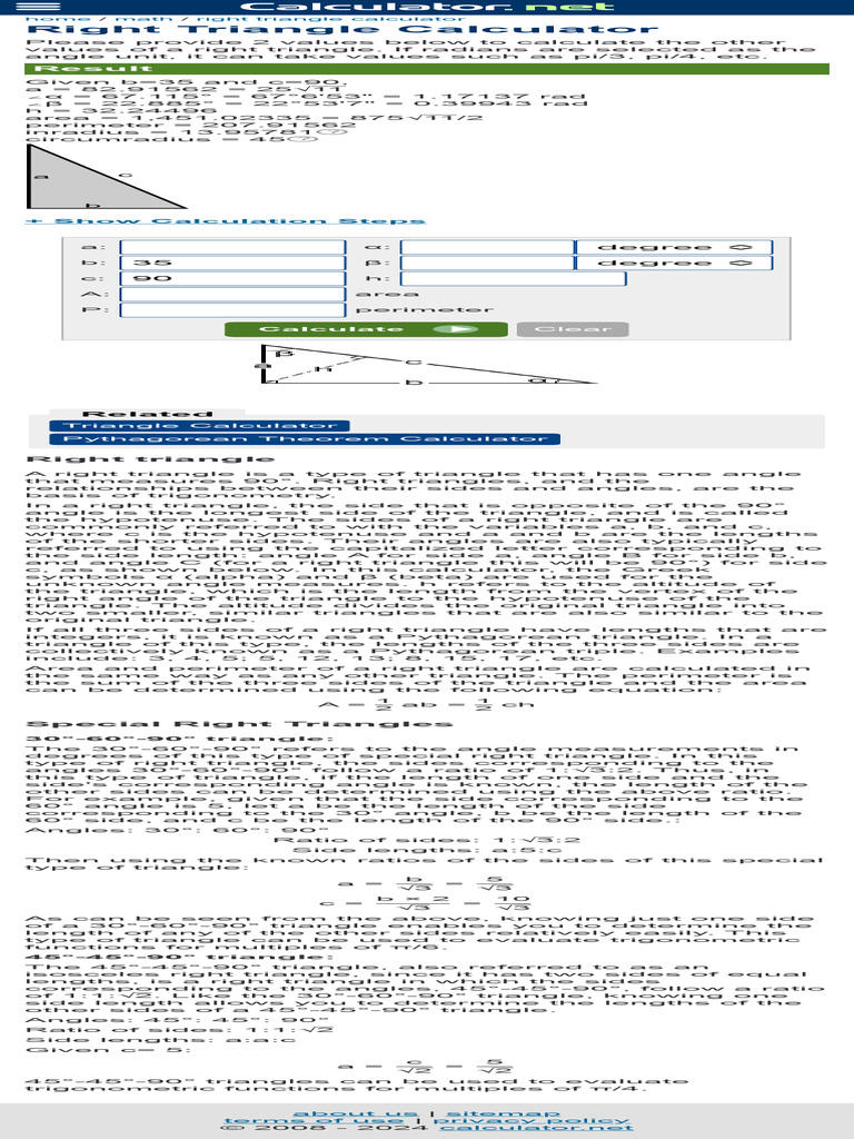 Right Triangle Calculator | PDF | Triangle | Elementary Geometry