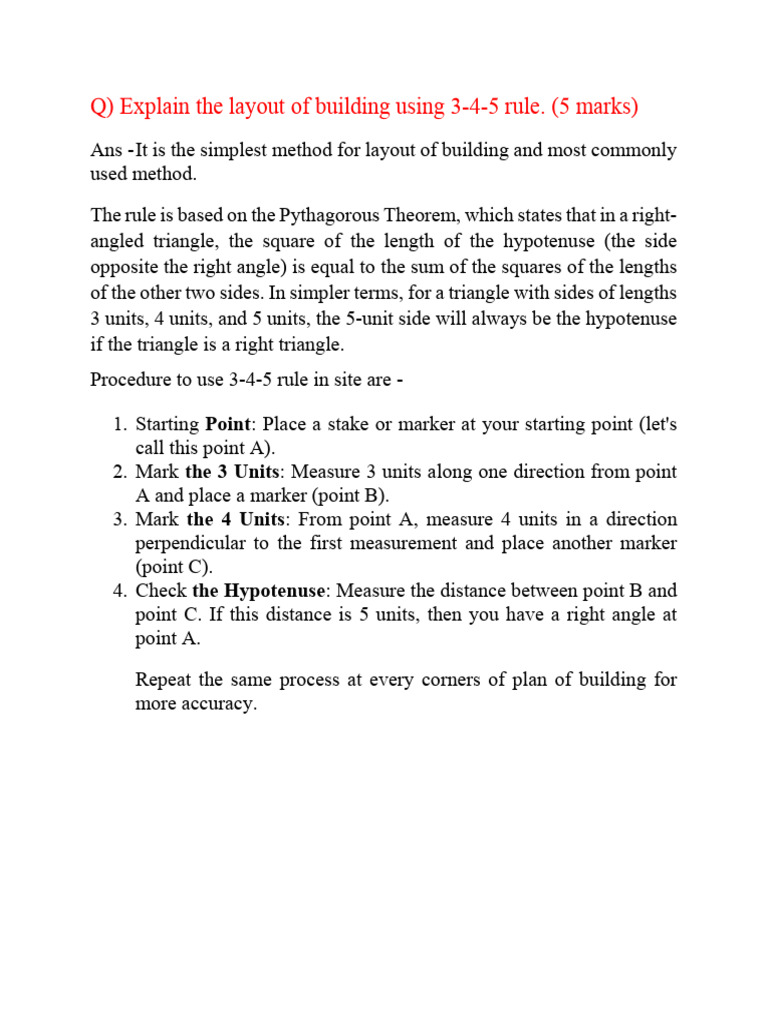 Using the 3-4-5 Rule for Building Layout | PDF