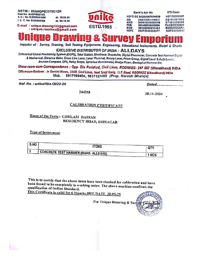Rebound Hammer Calibration | PDF