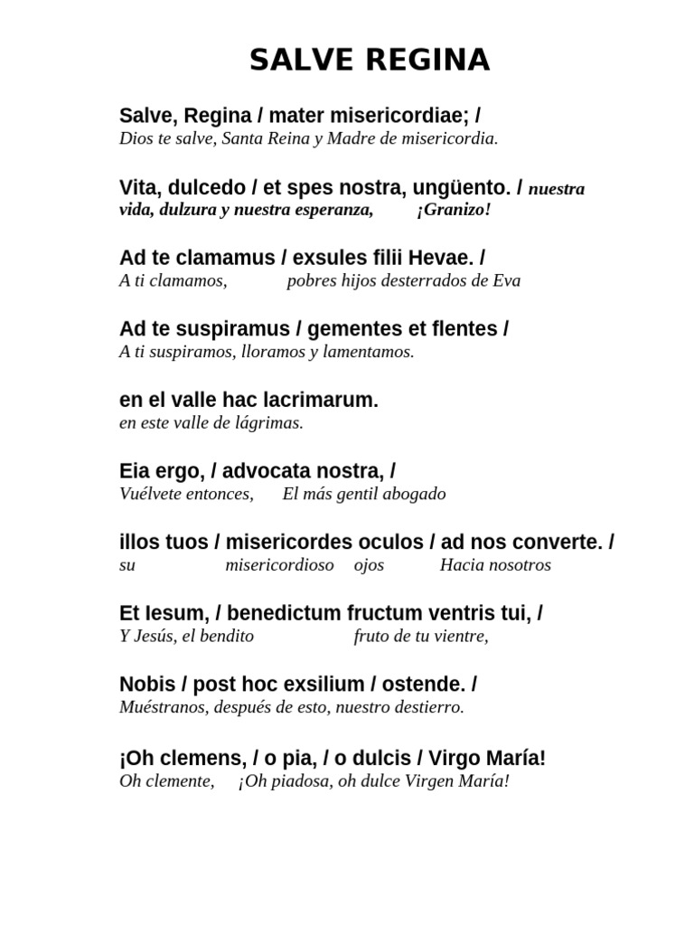 Letra de Salve Regina en Latín | PDF