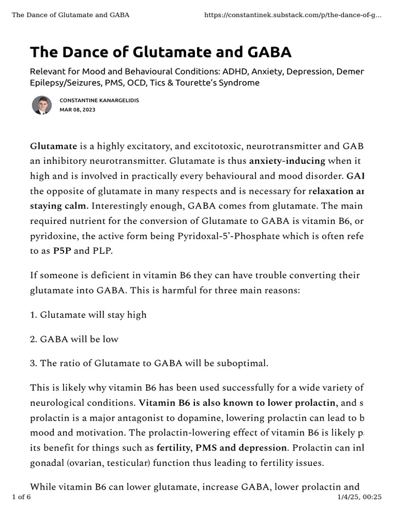 The Dance of Glutamate and GABA | PDF | Premenstrual Syndrome | Neurotransmitter