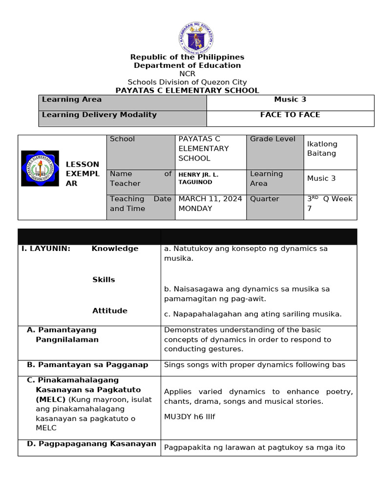 Music 3 Quarter 3 Week 7 | PDF