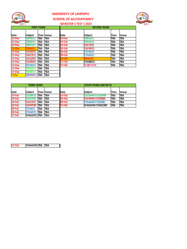 SOA Academic Calendar 2025 Overview | PDF