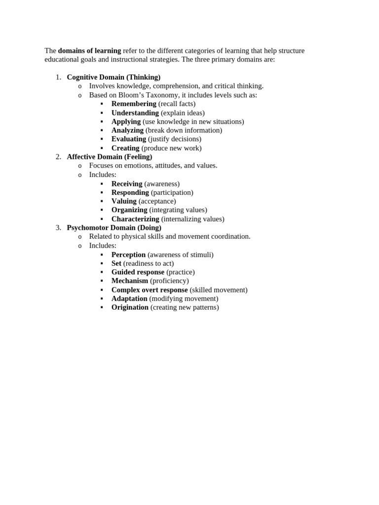 The Domains of Learning | PDF