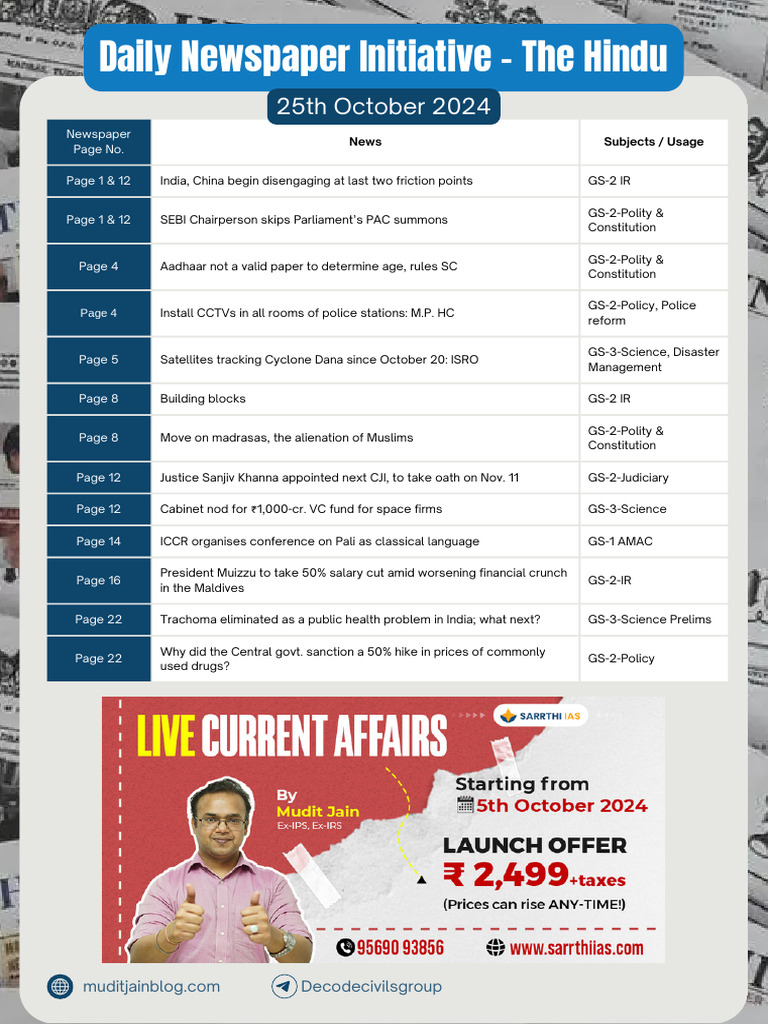 The Hindu - Must-Read Articles - 25th Oct 2024 | PDF