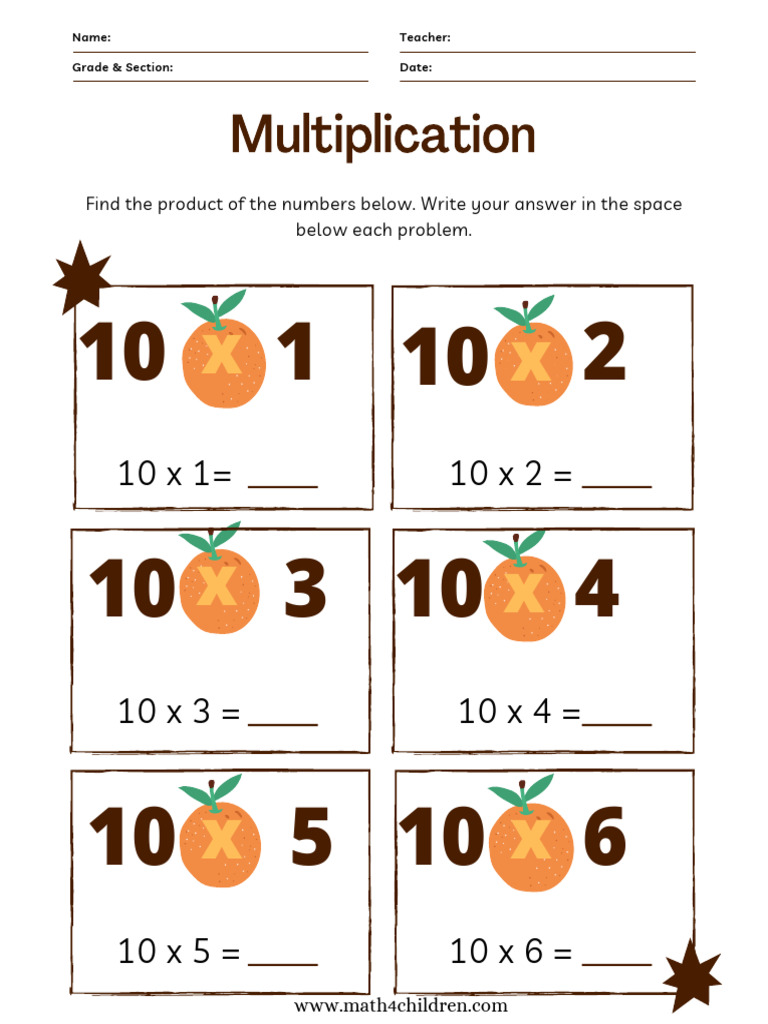 Multiplication X 10 Pdf Elementary Mathematics Mathematics