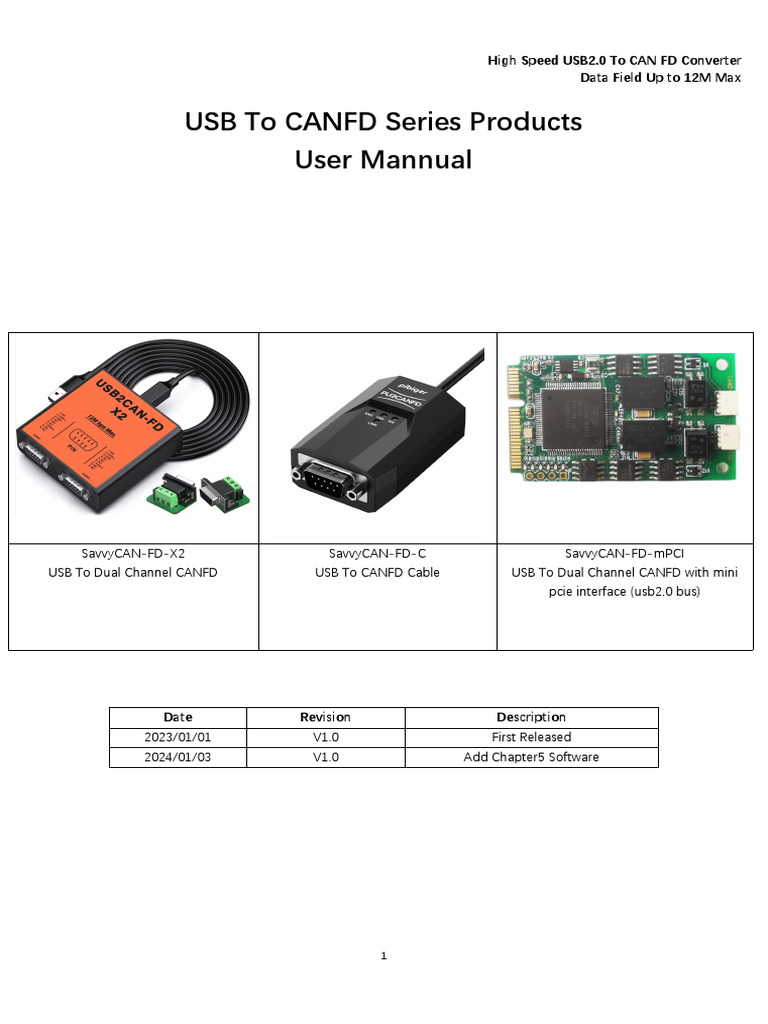 SavvyCAN Hardware Manual 20240103 | PDF | Usb | Python (Programming Language)