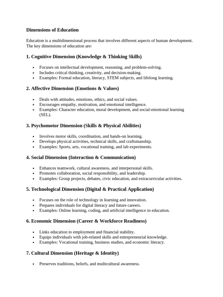 Dimensions of Education | PDF