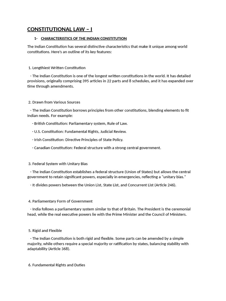 CONSTITUTIONAL LAW - U1 | PDF | Government | Forms Of Government