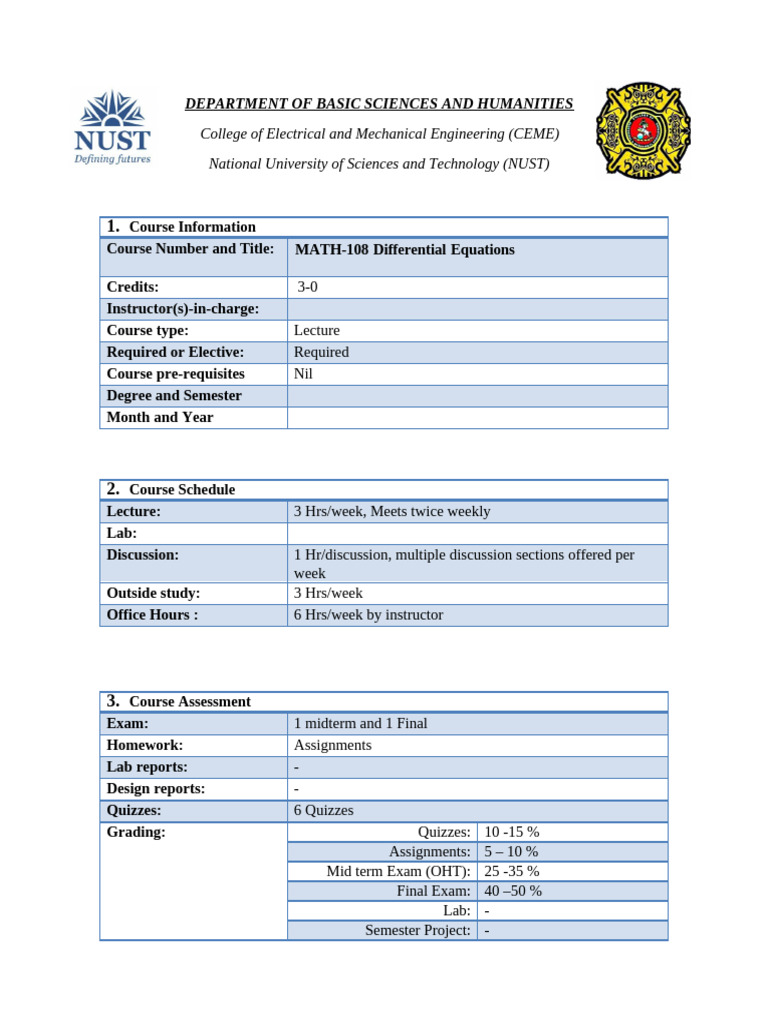 MATH-108 Differential Equations Course Guide | PDF | Laplace Transform ...