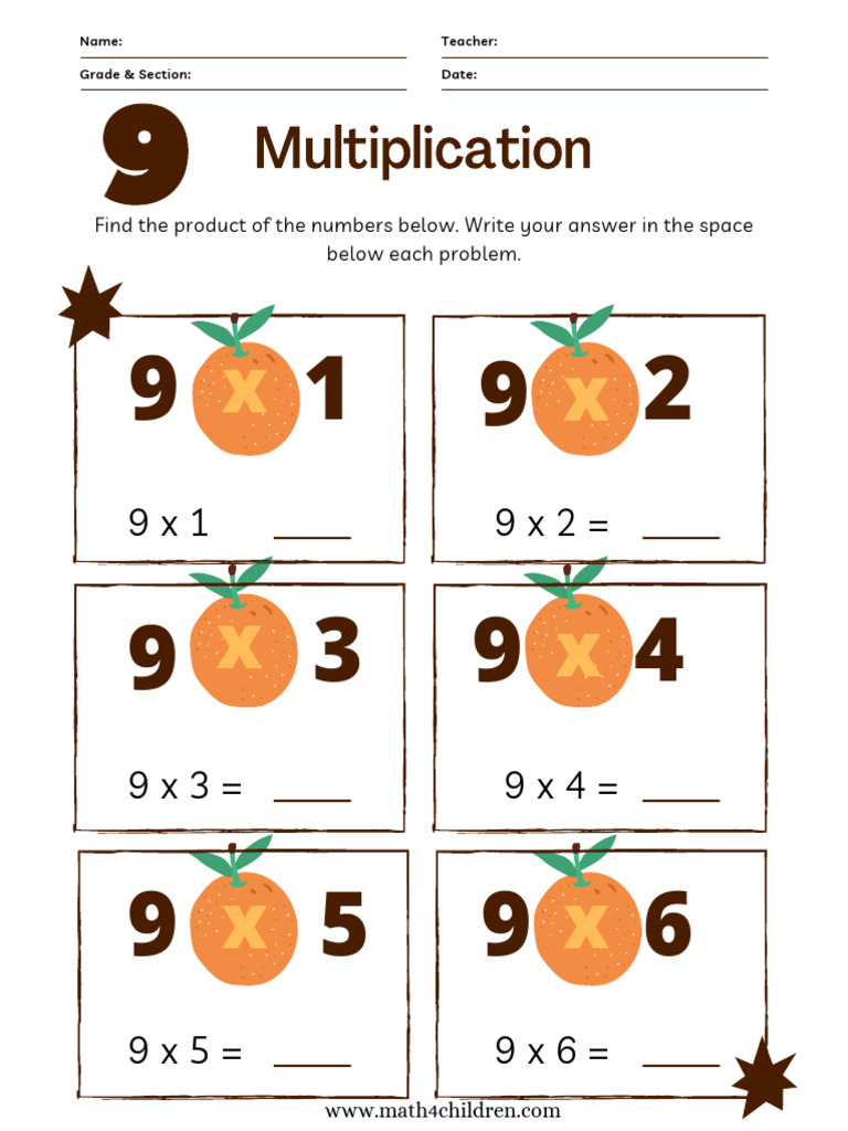 Multiplication x 9 | PDF