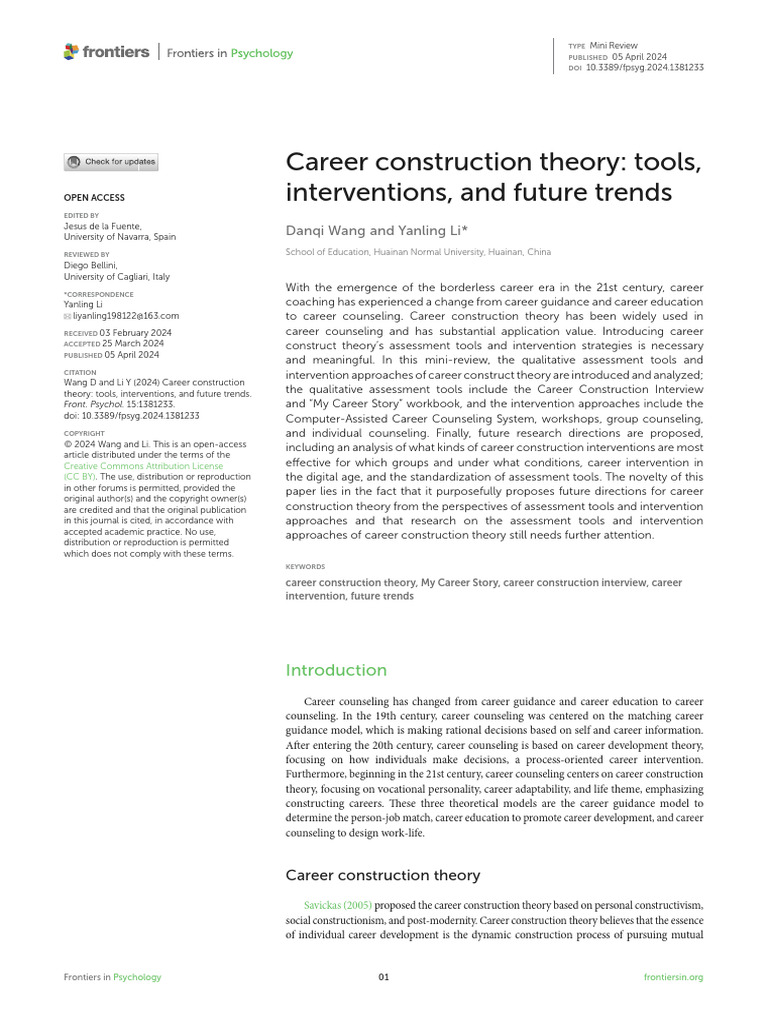 Career Construction Theory | PDF | Qualitative Research | Systematic Review