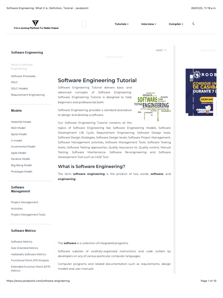 Tutorial ING_SOFTWARE | PDF | Software Development Process | Software Quality
