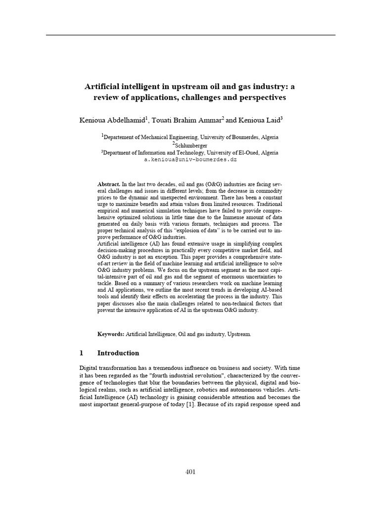 Artificial Intelligent in Upstream Oil and Gas industry-ELOUED | PDF | Machine Learning ...