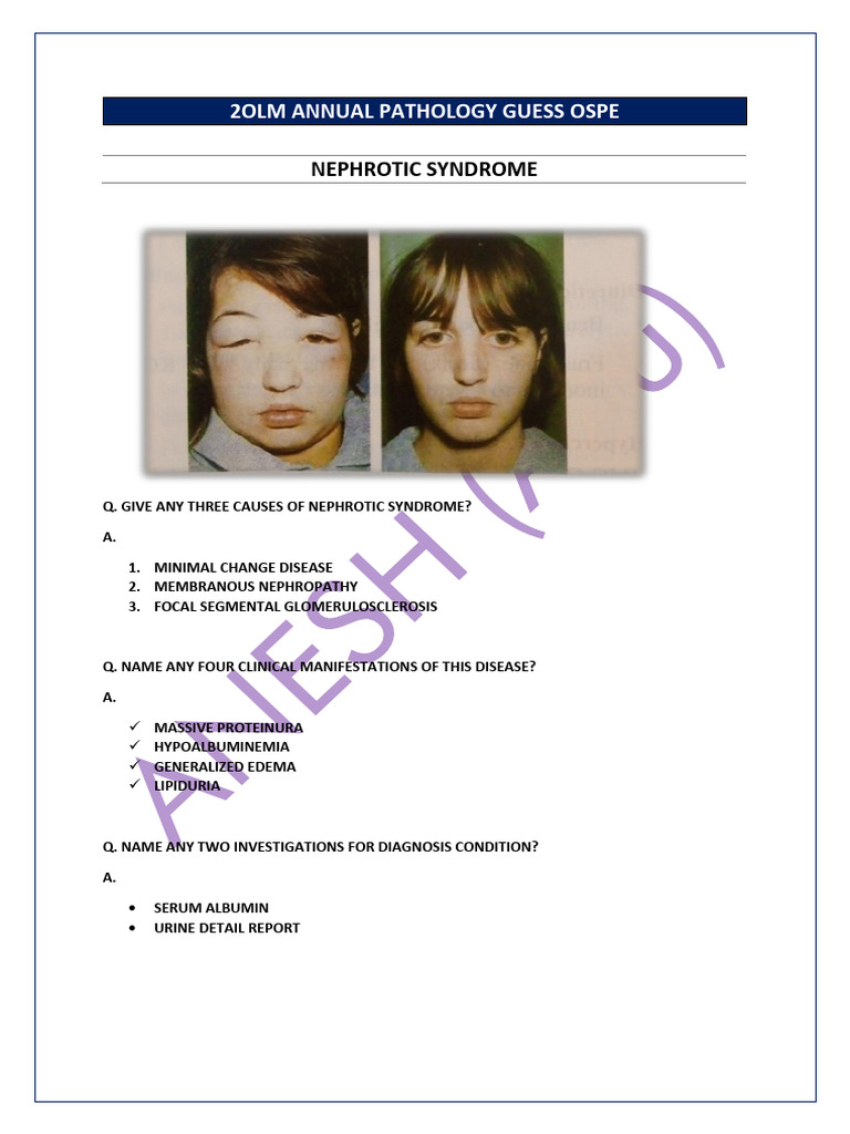 2olm Annual Pathology Guess Ospe - Anu - Final | PDF | Clinical Medicine | Diseases And Disorders