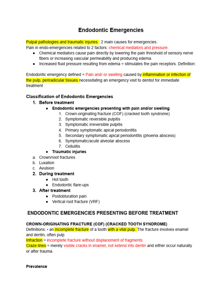 Endodontic Emergencies | PDF | Dental Anatomy | Human Tooth