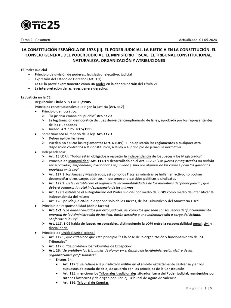 PreparaTIC - 25 - 002 - Resumen Express | PDF | Judicaturas | España
