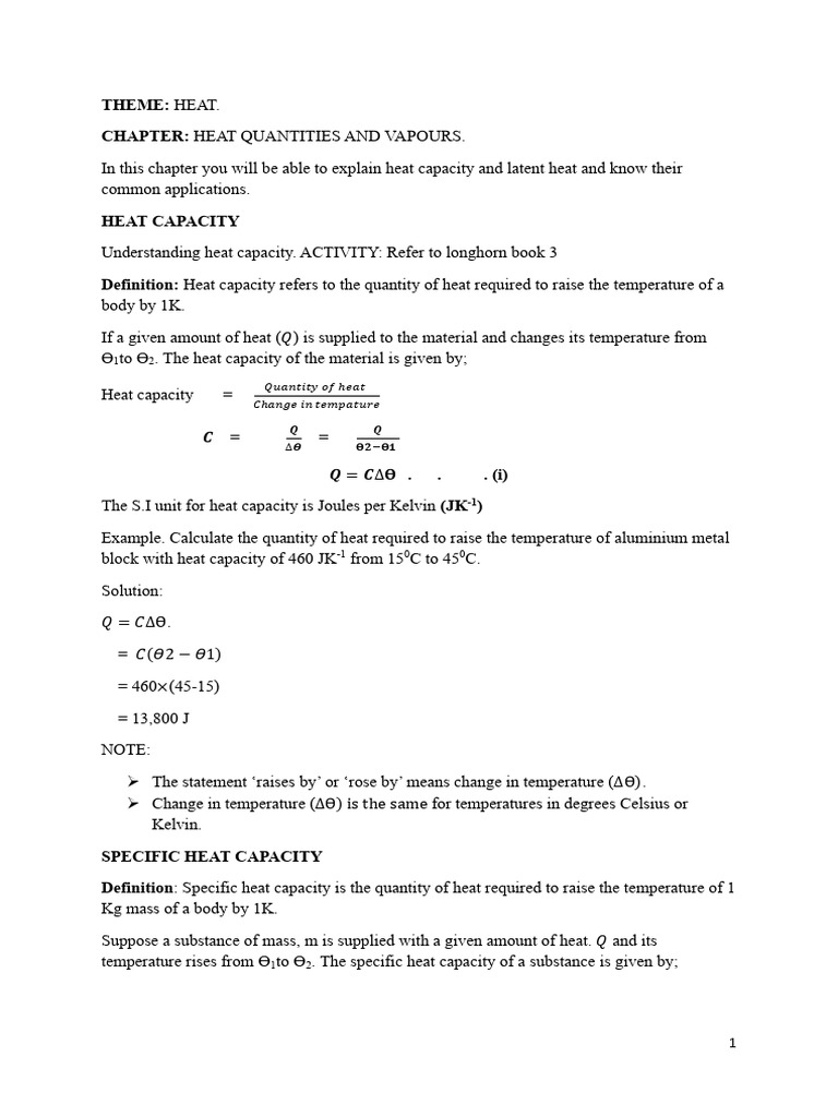 HEAT NOTES 1-1 | PDF | Heat | Latent Heat