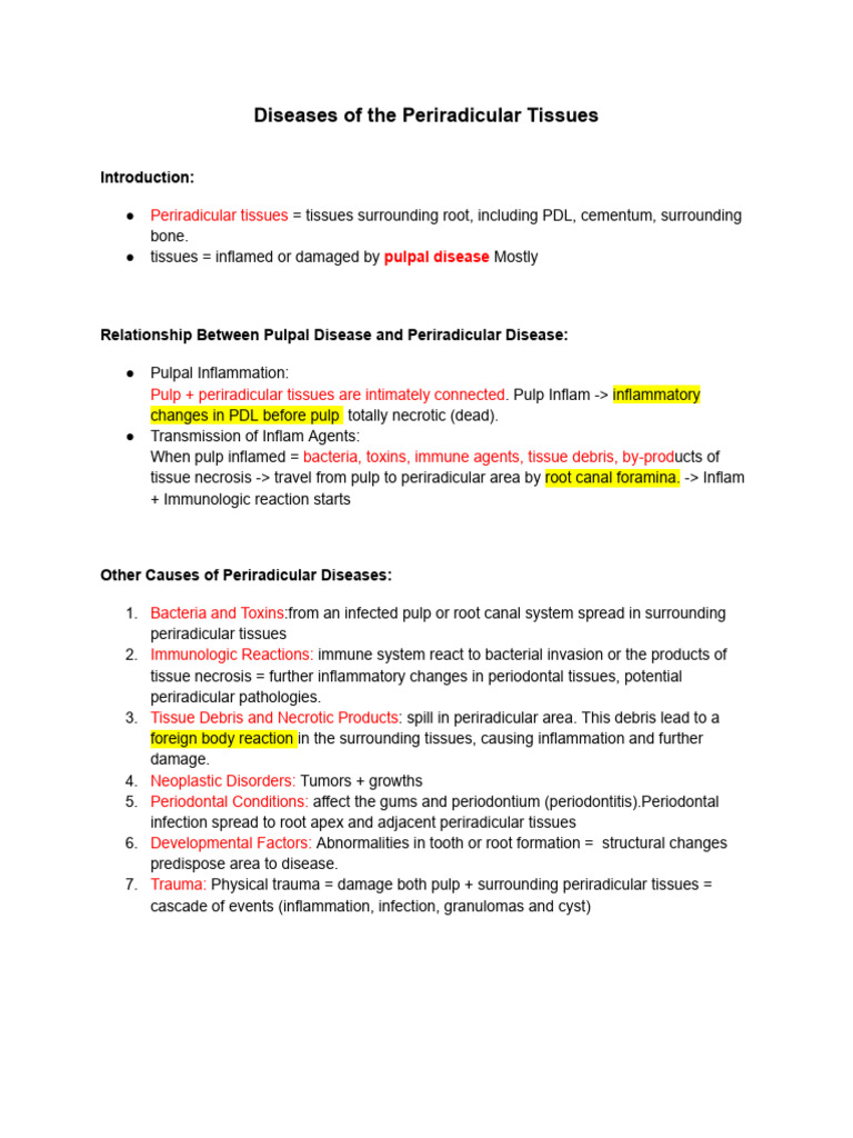Periradicular Tissue Diseases Explained | PDF | Periodontology | Human ...